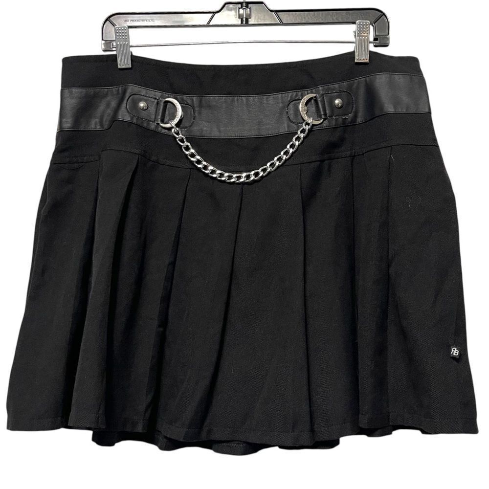 ROYAL BONES Pleated Chain Deco Mini Skirt 2X - Gem